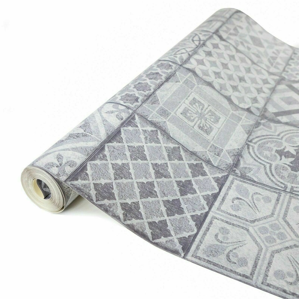 Moroccan Tiles Grey 3D waterproof wallpaper for kitchen splashback 67 ...