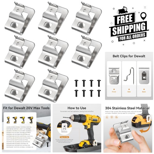 8-Pack Stainless Steel Tool Clips for Dewalt - Durable and Easy ...
