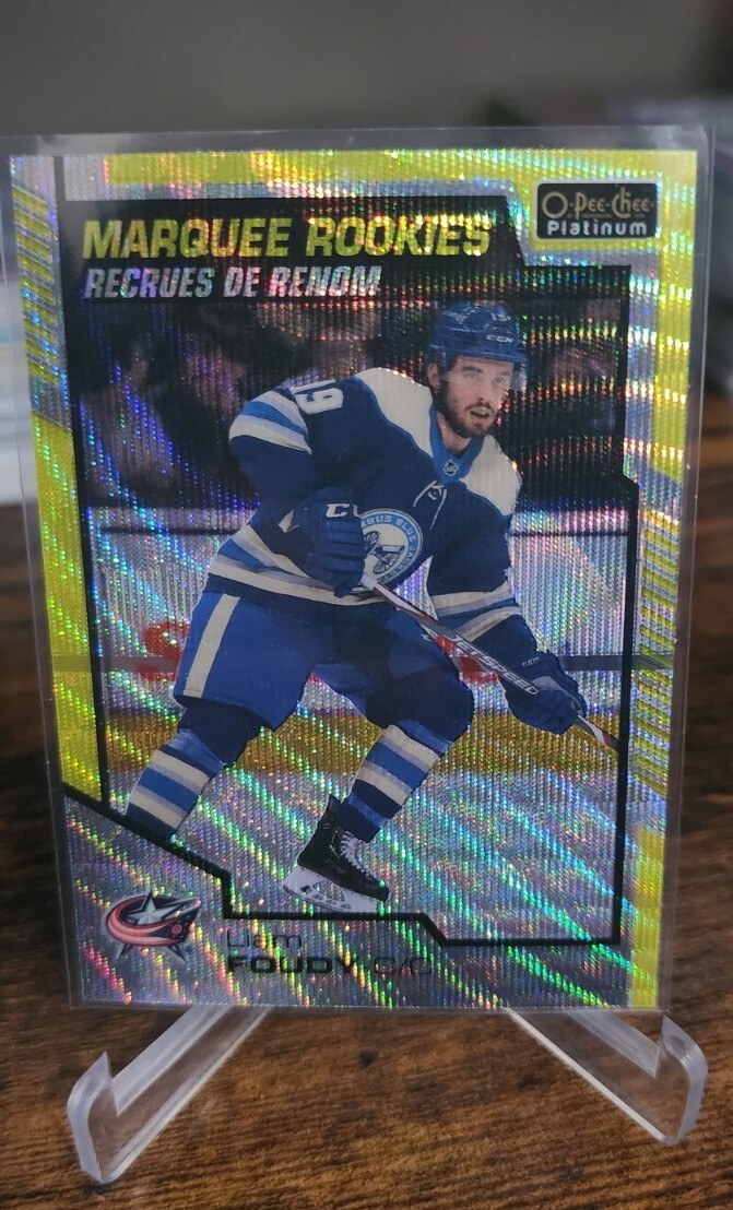 2020 O-Pee-Chee Platinum Marquee Rookies Neon Yellow Surge Liam Foudy ...