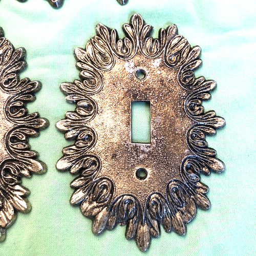 3- Vintage Electrical Switch Brass Metal Tear Drop Ornate MC Covers ...