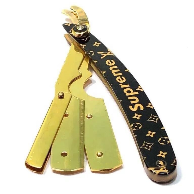 Brown/Gold Barber razor Salon Straight Cut Throat Shaving razor+100 ...