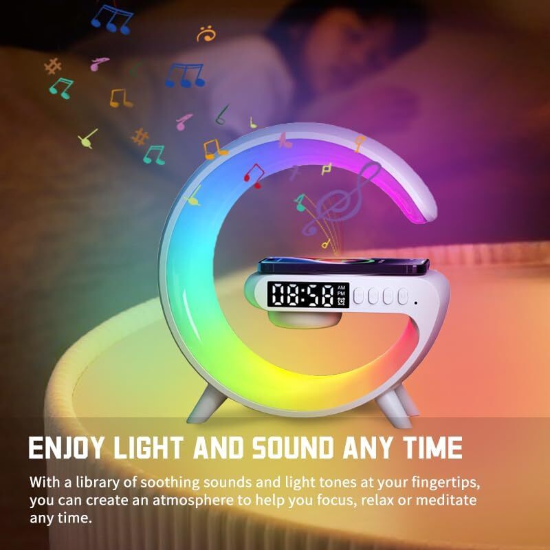 Smart LED Lamp G Bluetooth Speaker Wireless Charger RGB Alarm Clock ...