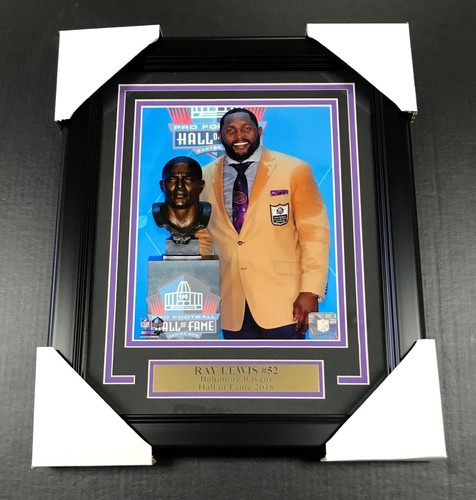 RAY LEWIS HALL OF FAME INDUCTION GOLD JACKET BALTIMORE RAVENS FRAMED ...