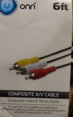 Onn Composite A/V Cable 6 Ft Video & Stereo Audio | eBay