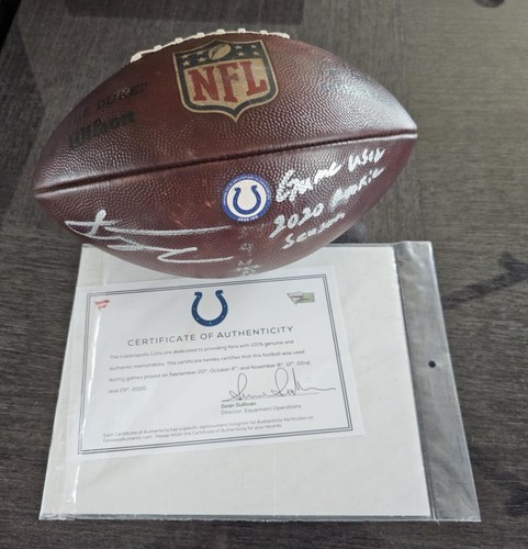 Jonathan Taylor Signed Game Used Football SIX GAMES Rookie Year Colts ...