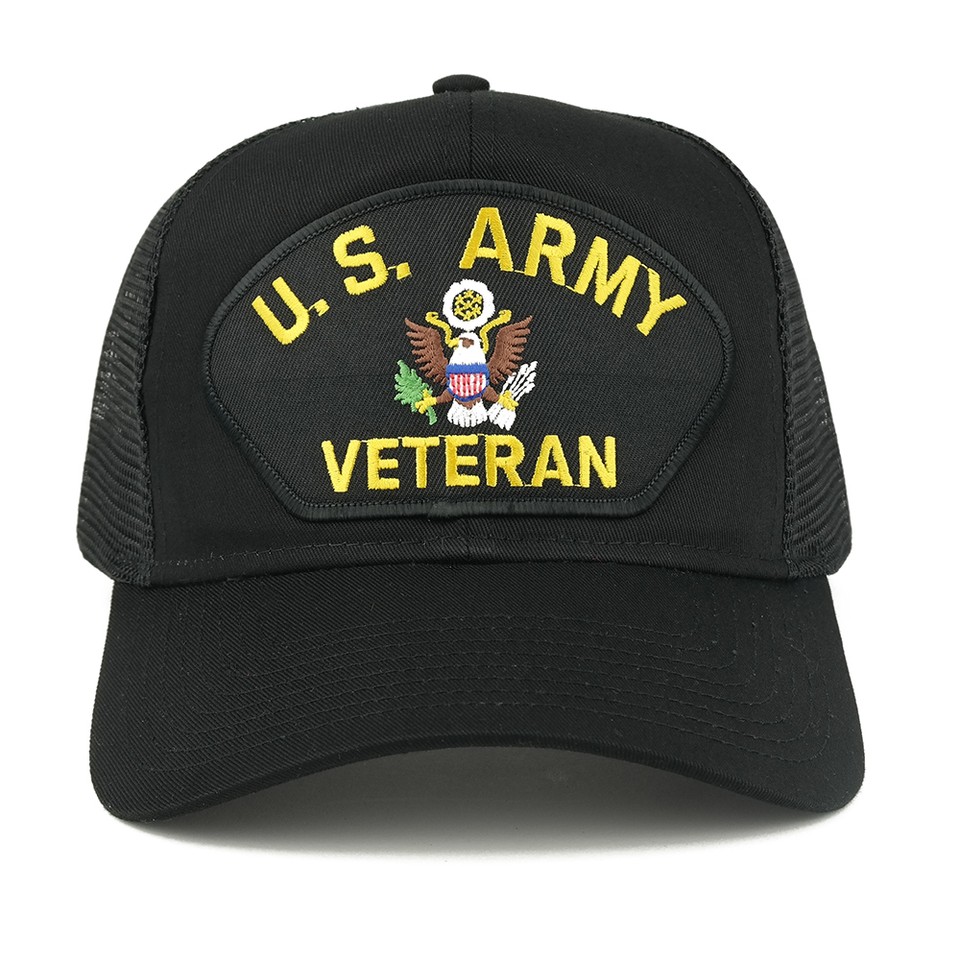US ARMY Veteran Large Embroidered Iron on Patch Adjustable Mesh Trucker ...