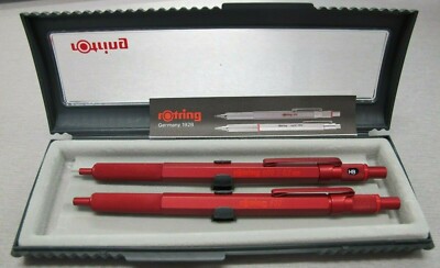 Rotring 600 Set Red Hexagonal Knurled Ballpoint Pen & 0.7 Pencil Set ...