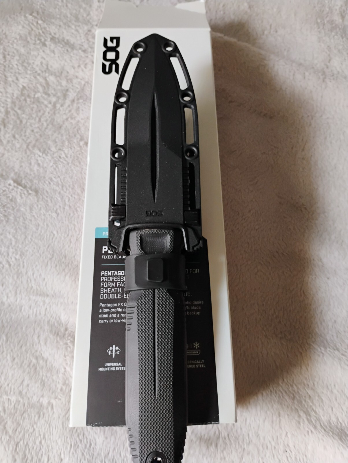 SOG Pentagon FX Fixed-Blade Knife 4.77" CPM S35VN Steel Blade Black G10 ...