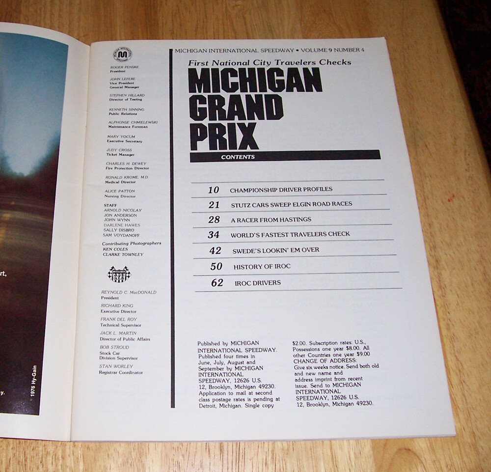 1976 Michigan Grand Prix Official Program September 16 | eBay