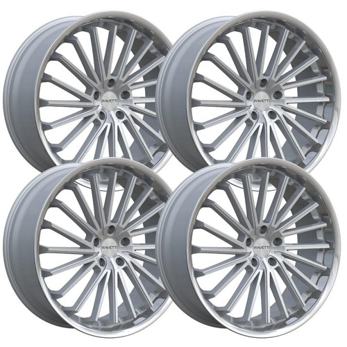 (Set-4) Ravetti M14 20x8.5 5X114.3 38mm Silver Chrome Lip Wheels Rims ...