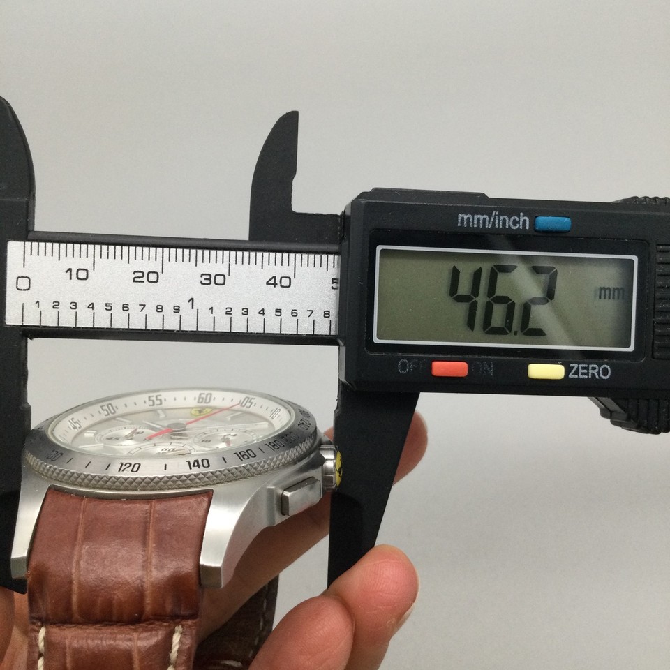 Ferrari Chronograph Watch Mens 46mm Tachymeter White Dial Leather New ...