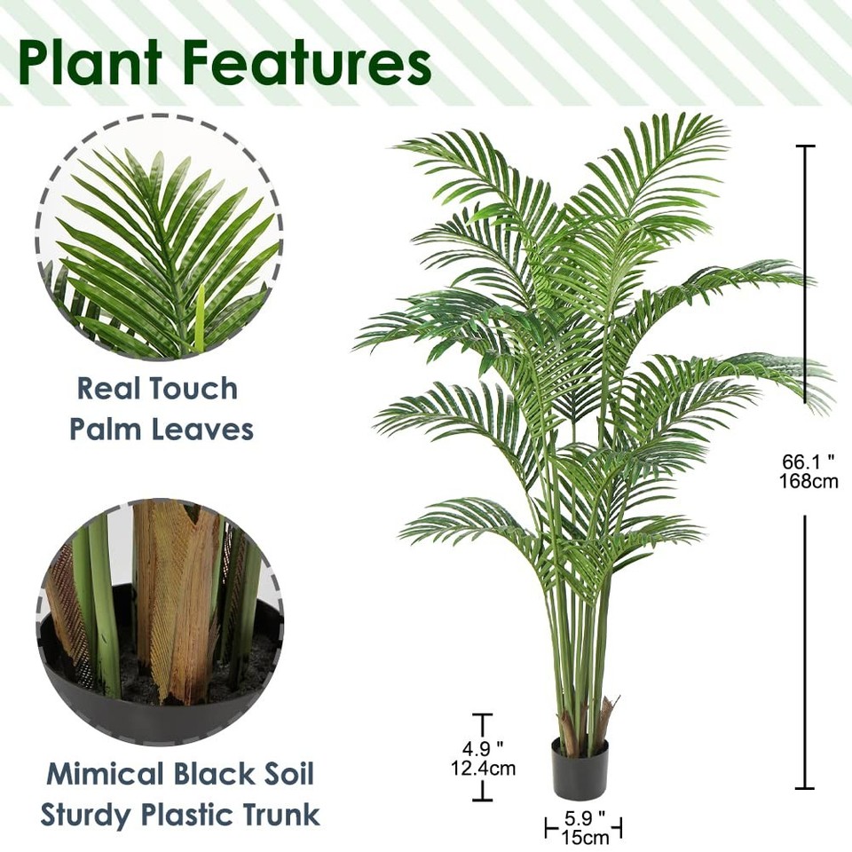 Artificial Palm Silk Tree Plant 6ft Fake Tropical Bonsai Plants 72 Inch ...