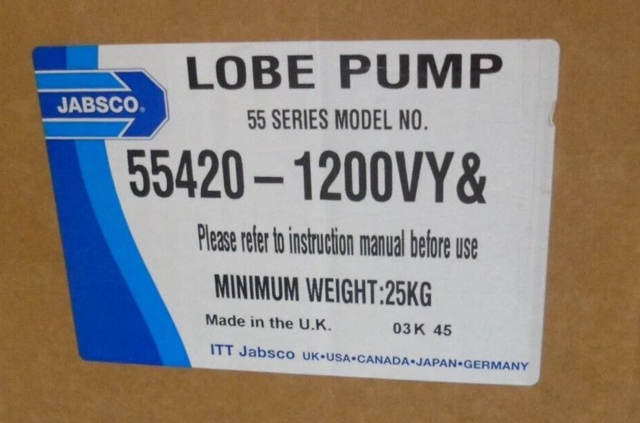 Jabsco 55420-1200VY& 55 Series Rotary Lobe Pump | eBay