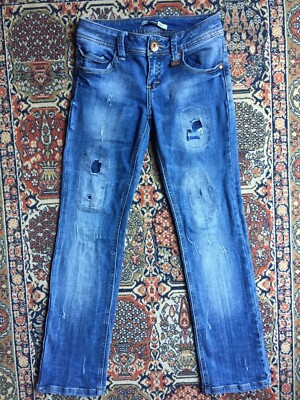 ZCO Distressed Premium Jeans Denim Pants Girls Size 10 Straight Patch ...