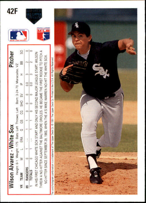 1991 Upper Deck Final Edition Baseball Card #42F Wilson Alvarez | eBay