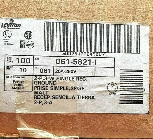 Leviton Single Receptacle 5821-I (IVORY) Qty 100 | eBay