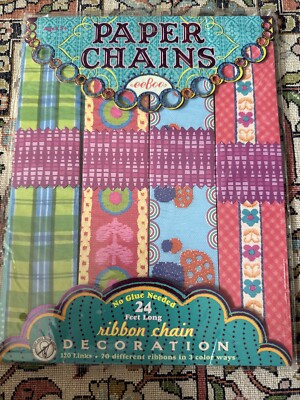 eeBoo Party Paper Chains Decoration 24 Ft. Long 120 Links 40 Designs No ...