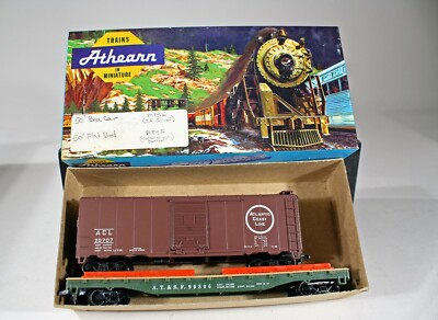 Athearn HO Scale 5055 50' Boxcar ACL 20707 & 50' Flat bed ATSF 90806 | eBay