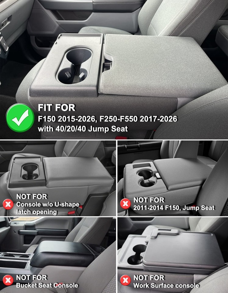 For 2015-2026 Ford F-150 Jump Seat Console Middle Armrest Cover ...