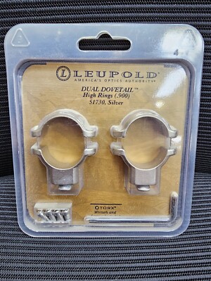 LEUPOLD 1in Dual Dovetail Steel Silver Scope Rings - High Profile Mount ...
