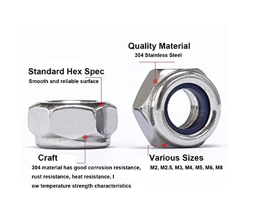 210pcs Nylock Hex Self Locking Nuts Assortment Kit Nylon Inserted Nuts ...