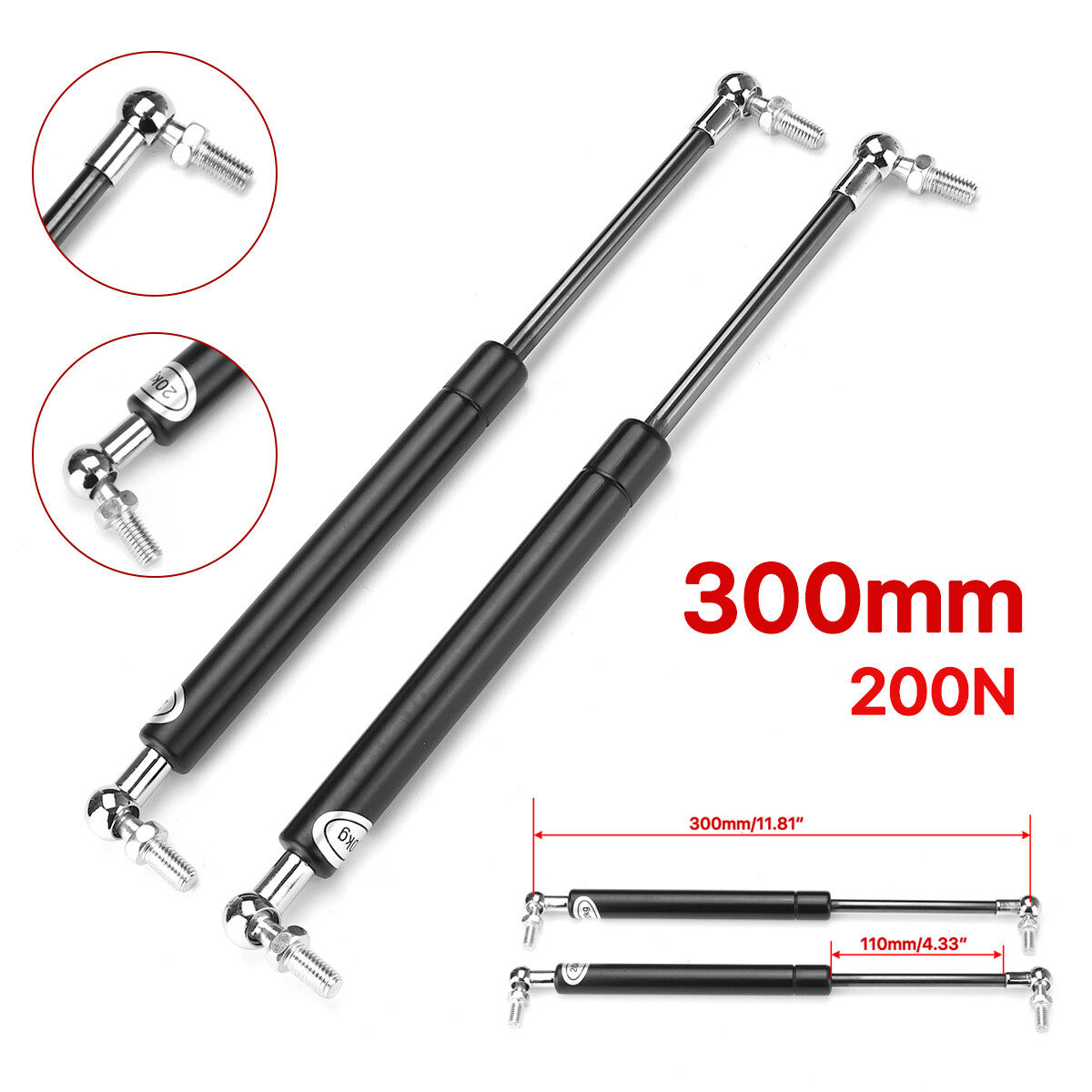 2 PISTONE A GAS MOLLA UNIVERSALE 200N LUNGHEZZA 200mm-600mm PISTONCINO ...