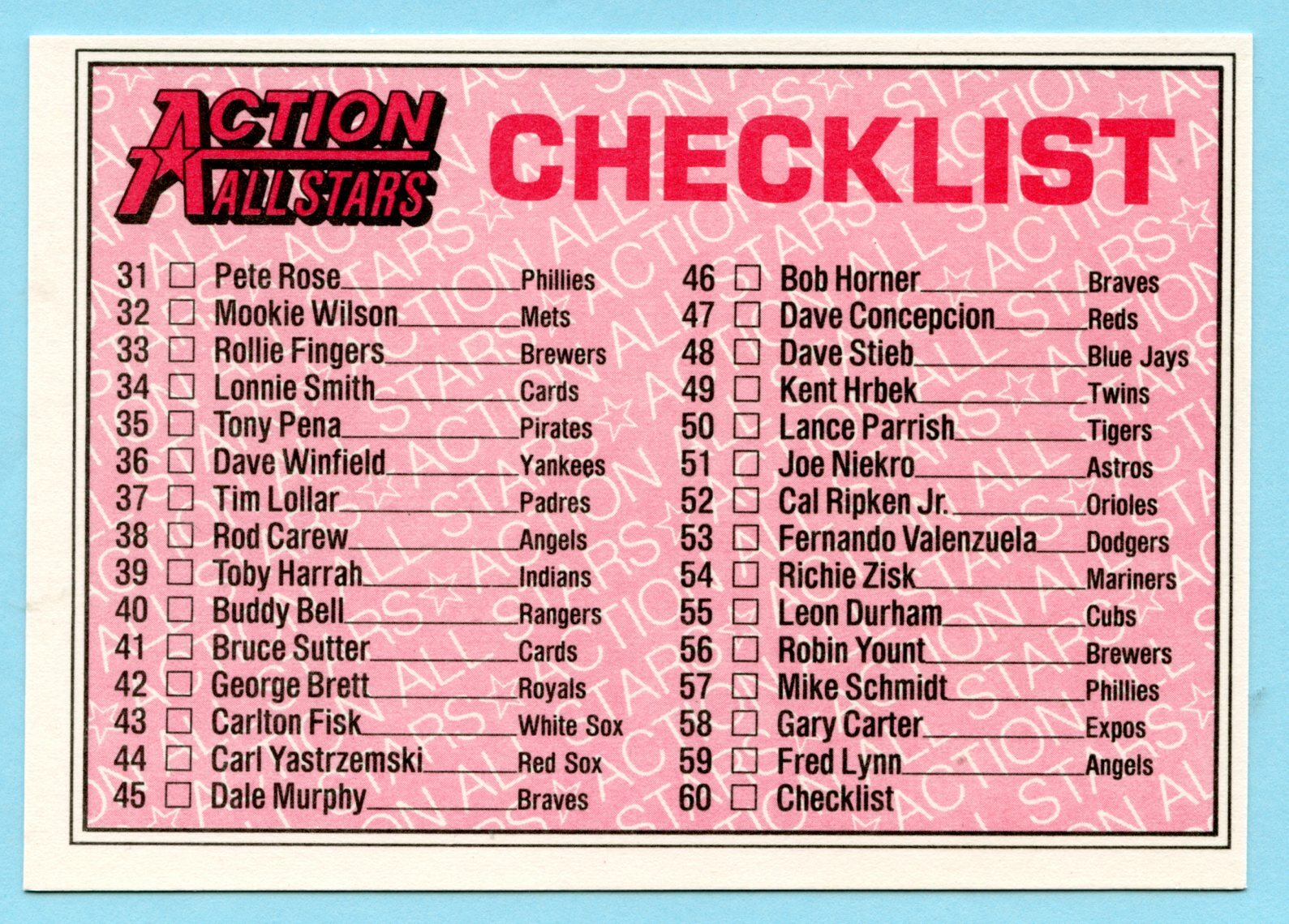 1983 Donruss Action All Stars Complete 60 card set | eBay