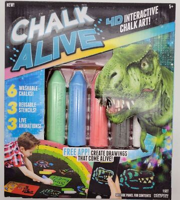 New CHALK ALIVE 4D INTERACTIVE CHALK ART = Free app creates Dinasaurs ...