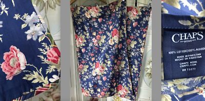 CHAPS HOME RALPH LAUREN LOT 2 COTTON CHINTZ PILLOW SHAMS BLUE FLORAL ...