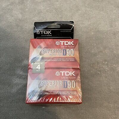 TDK Superior D90 Normal Bias Cassette Tapes Pack Of 4 Blank Cassettes ...