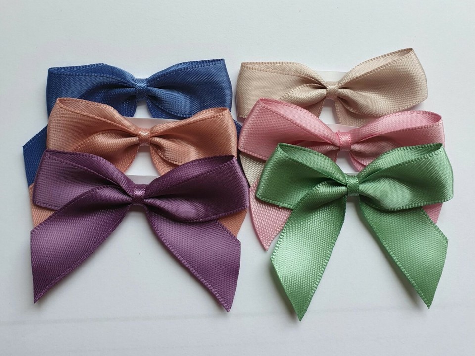 Satin Bows 5cm Self Adhesive Ribbon Pre Tied Large Bow Wide Gift Craft ...