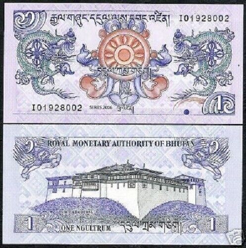 Bhutan 1 NGULTRUM P-27 2006 x 1 Pcs Bhutanese UNC World Currency BANK ...