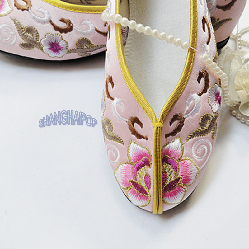 Women Floral Ballerina Slipper Ballet Chinese Slip On Shoe Flat ...