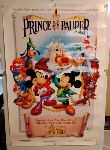 Vintage 1990 Disney's Prince & The Pauper Movie Poster 40x27 with ...