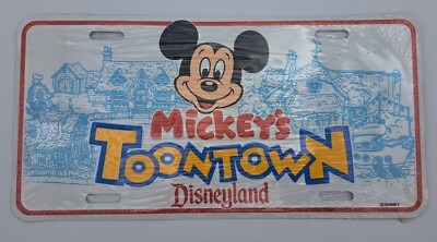 License Plate Vintage Disneyland Mickey Toontown Metal Painted Sealed ...