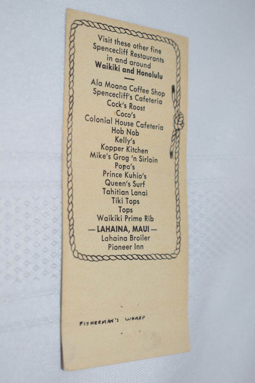 Fisherman's Wharf Kewalo Basin Honolulu Hawaii 30 Strike Matchbook Cover | eBay