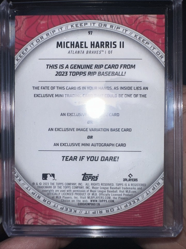 Michael Harris II 2023 Topps Rip Blue Parallel Ripped UnRipped Card /10 ...