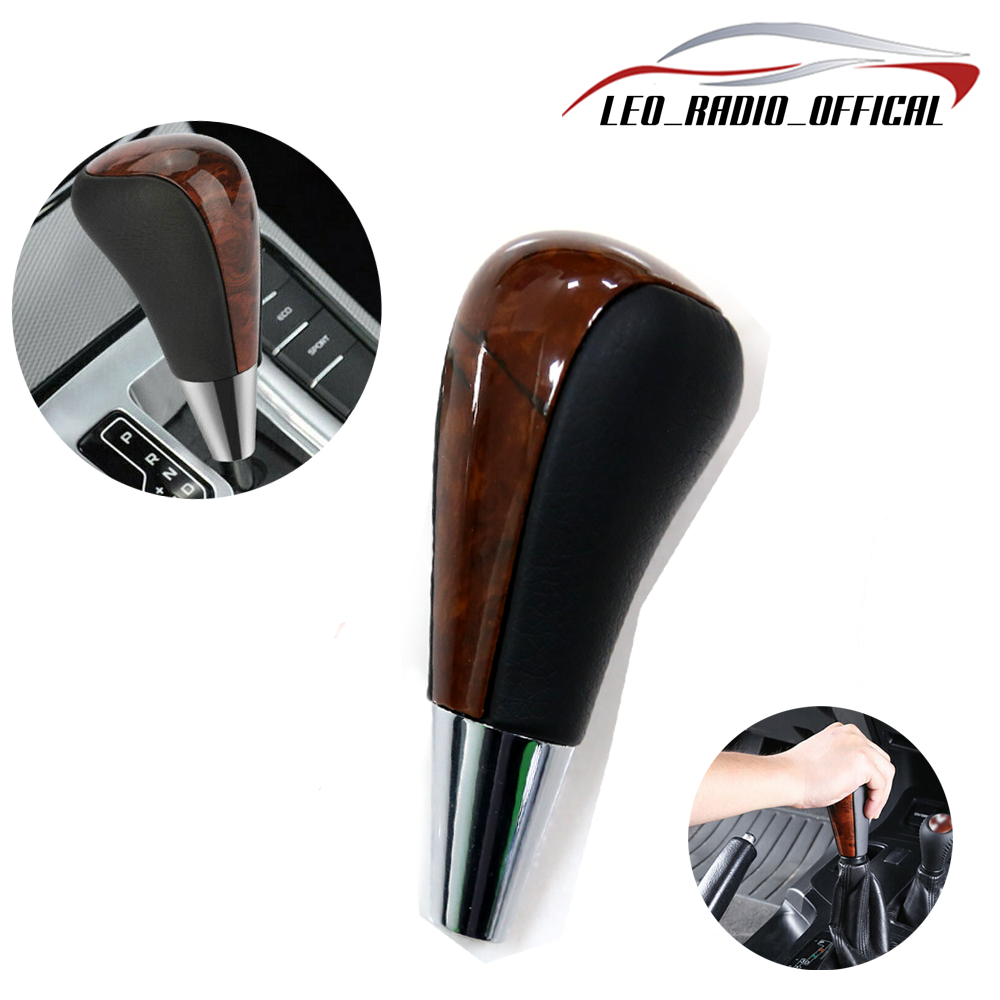 Black Leather Walnut Wood Gear Shift Knob Stick Shifter Lever For ...