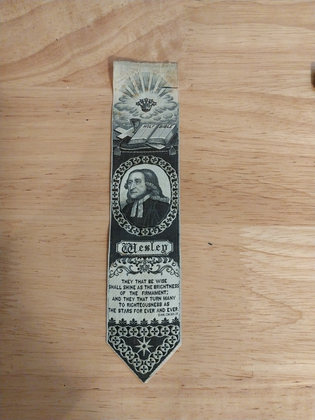 1860s Victorian Stevengraph Silk Woven Bookmark by T.Stevens: "Wesley ...