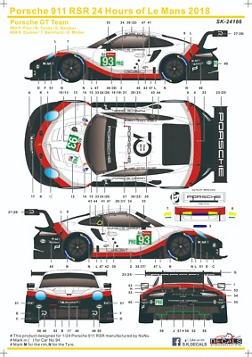 S.K. Decals SK24186 Porsche 911 RSR Le Mans 24Hr '18 Porsche Team #93 ...