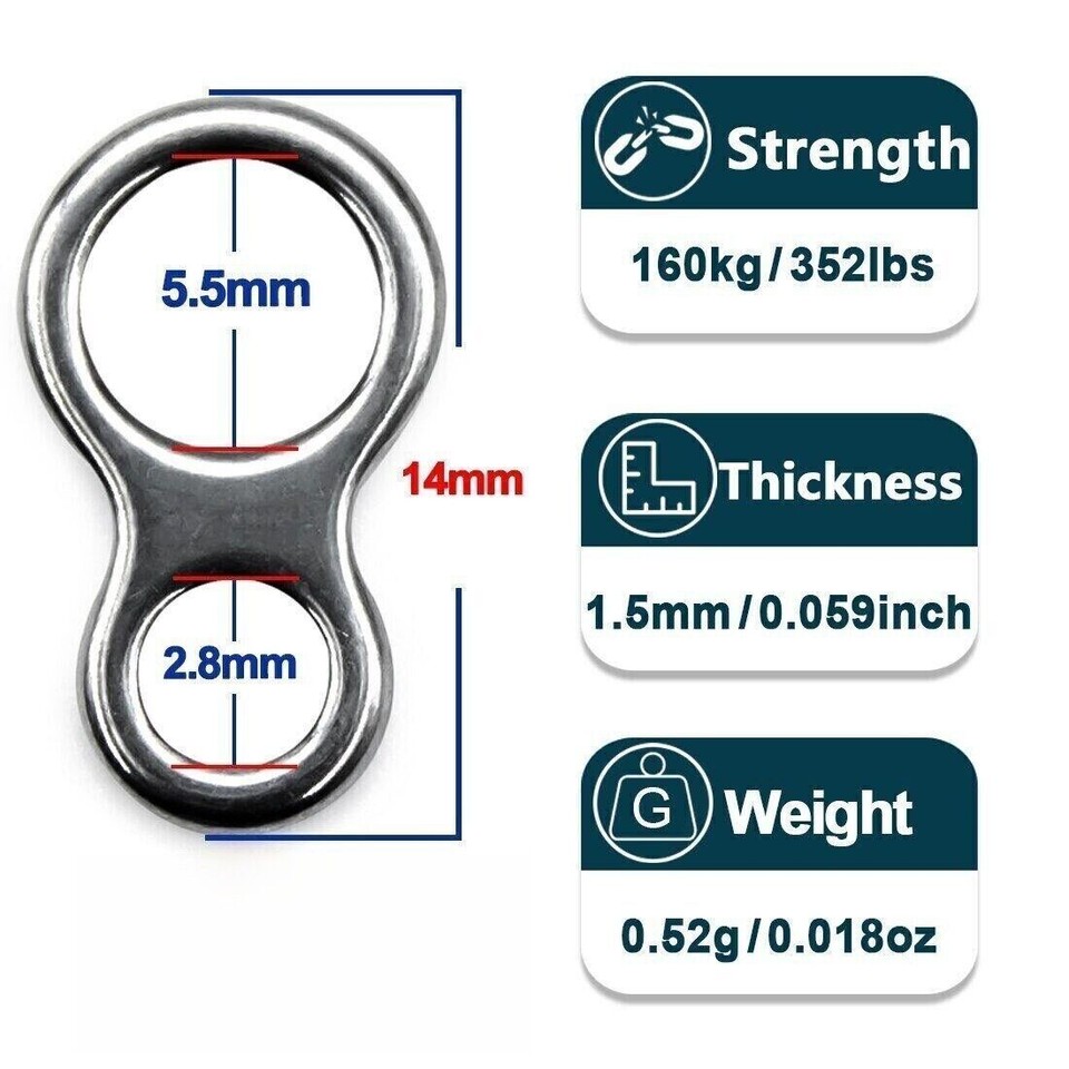 25Pcs Stainless Steel Figure 8 Solid Fishing Rings BIG GAME Saltwater ...