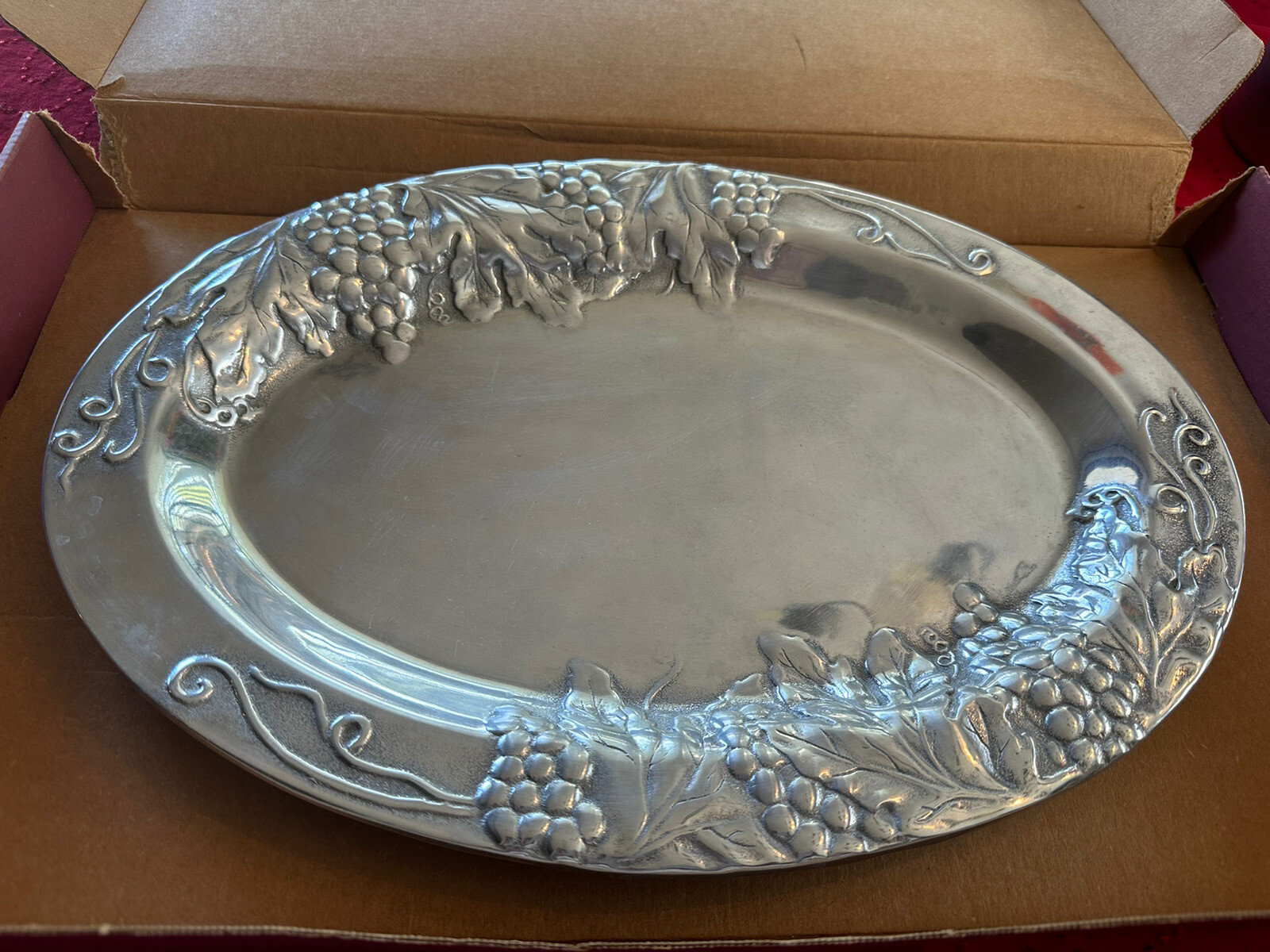 Wilton Armetale Oval Pewter Serving Platter - Grapes & Grape Vines 15.5 ...
