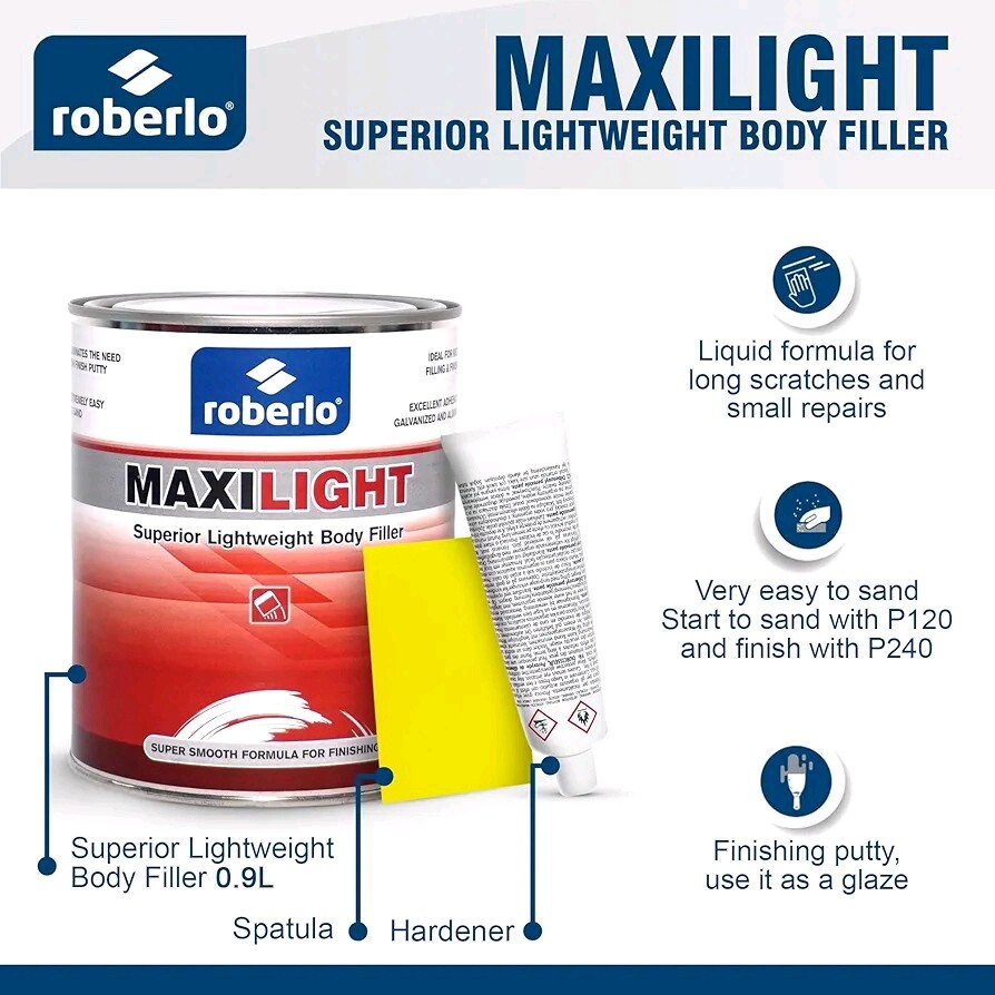 Roberlo MAXILIGHT Superior Lightweight Body Filler 1 Gallon W/ Hardener ...