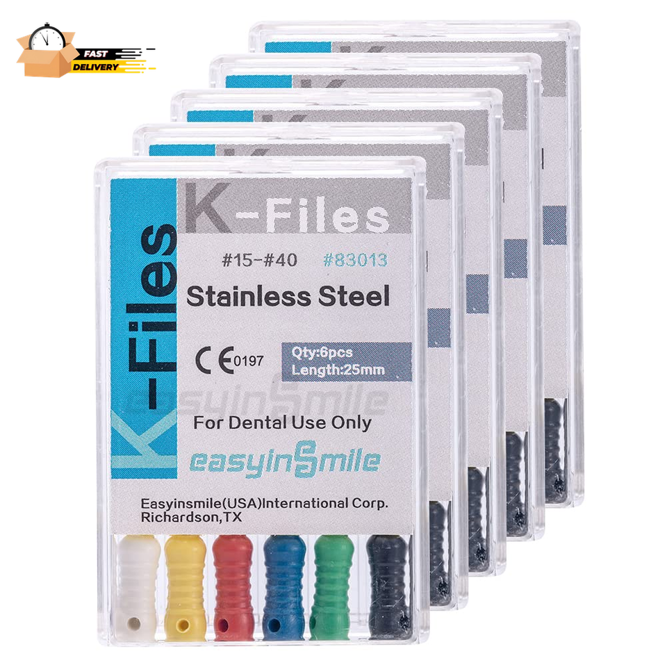 Dental 5 Boxes Endodontic Root Canal Hand K Files Stainless Steel Endo ...
