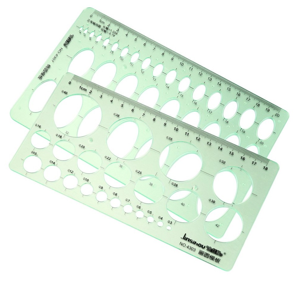 2PCS Geometric Template Rulers Drawings Rulers Transparent Plastic ...