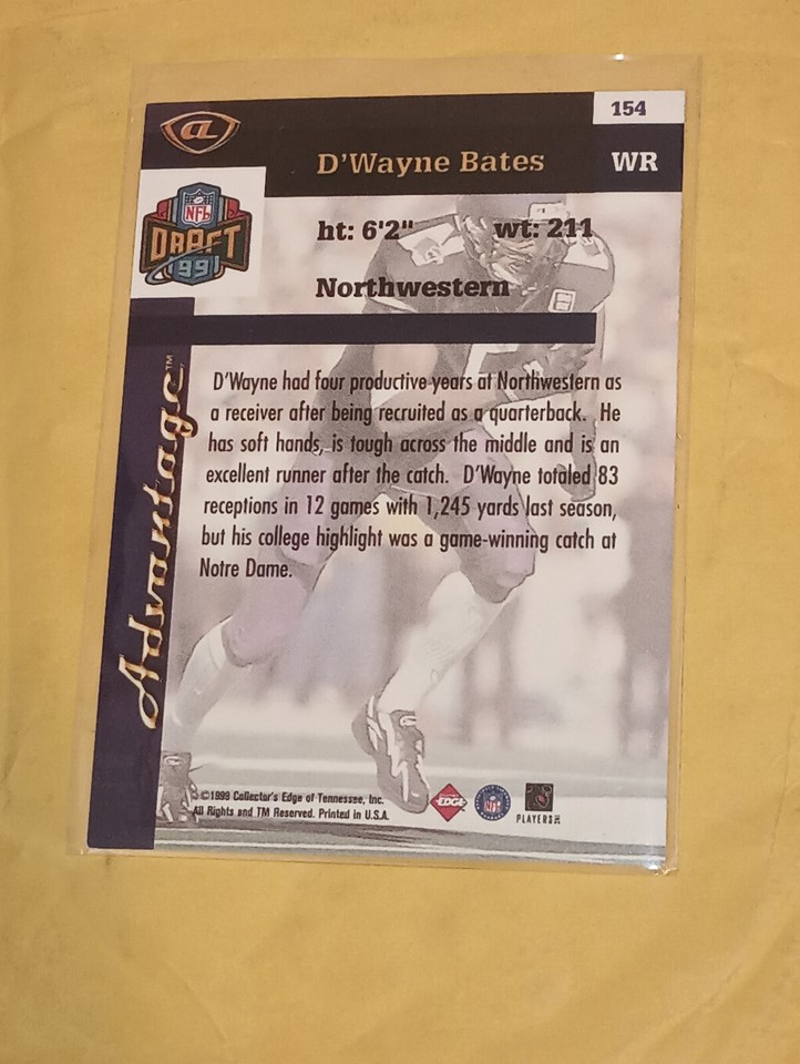1999 Collector's Edge Advantage Rookie Autographs #154 D'Wayne Bates | eBay