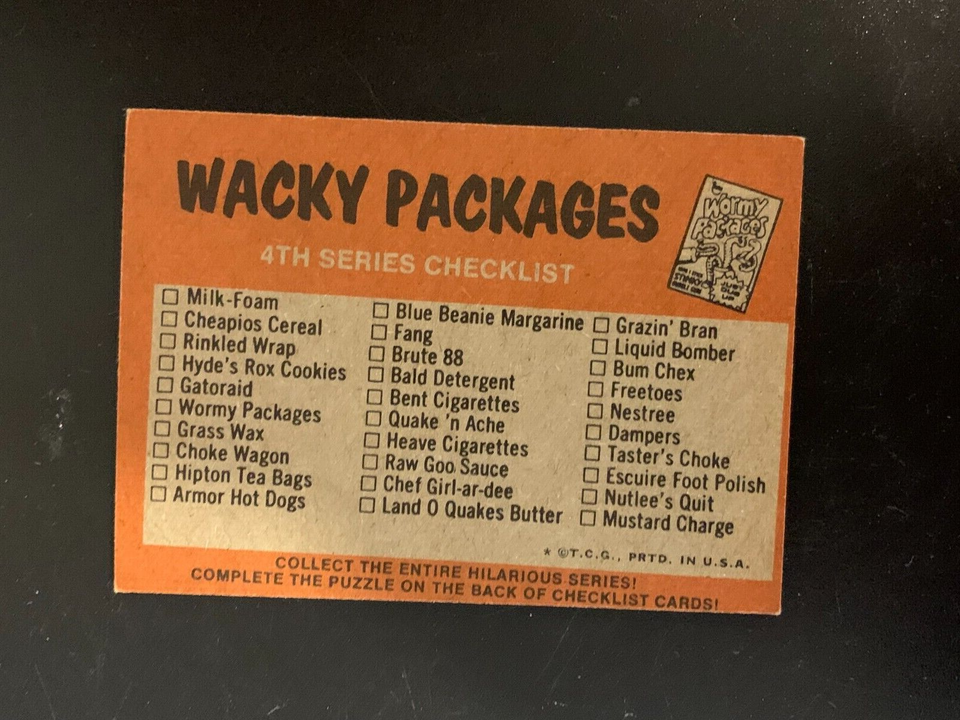 1973 Wacky Packages 4th Series 4 Bum Chex/Choke Wagon Puzzle Checklist ...