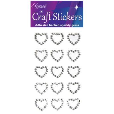 Diamante Heart Stickers Silver Toppers Great For Cards and Crafts | eBay UK
