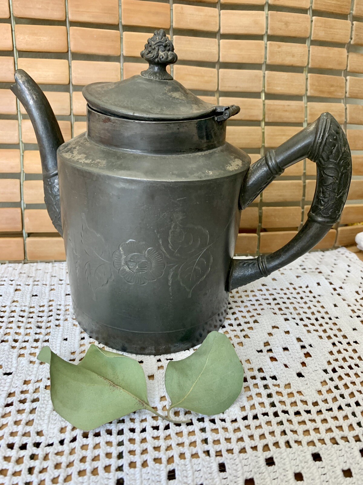Vintage Antique C. B. Barker co Quadruple plate teapot patina rustic ...