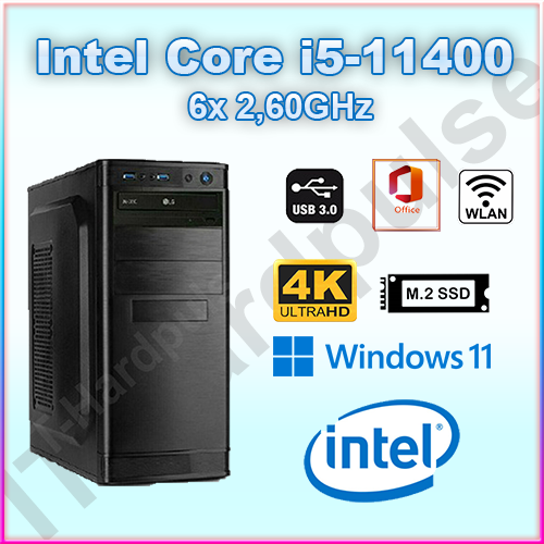 Büro & Office PC INTEL i5 11400 6x 2,60GHz 8GB DDR4 500GB SSD Windows ...